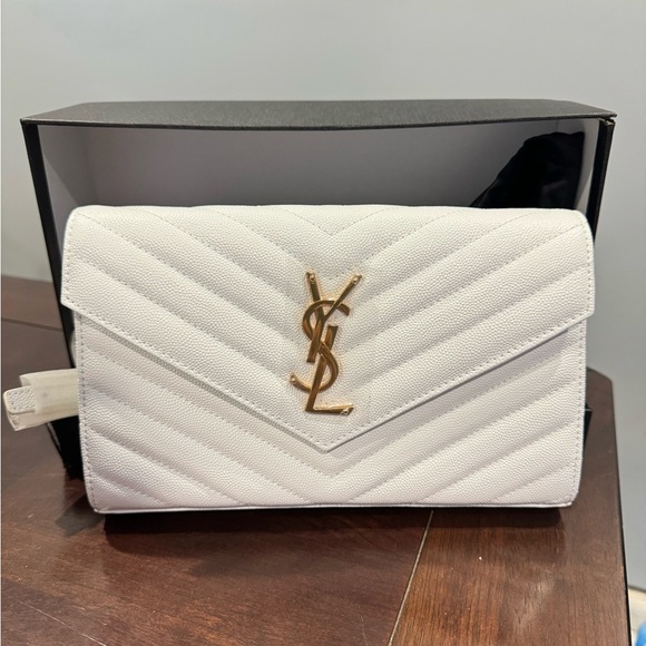 Yves Saint Laurent | Bags | Ysl Vip White Leather Wallet On Chain | Poshmark